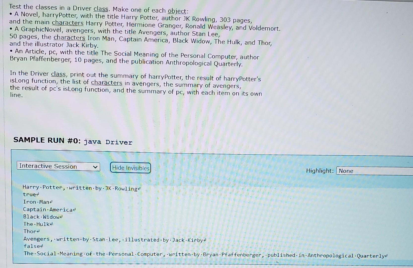 Solved Design and implement a set of classes that define | Chegg.com