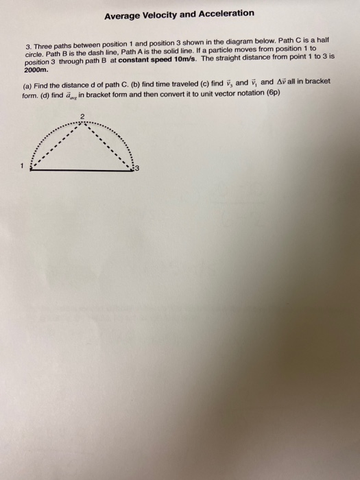 Solved Average Velocity and Acceleration 3. Three paths | Chegg.com