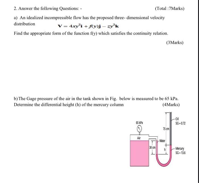 Solved 2. Answer the following Questions: - (Total :7Marks) | Chegg.com