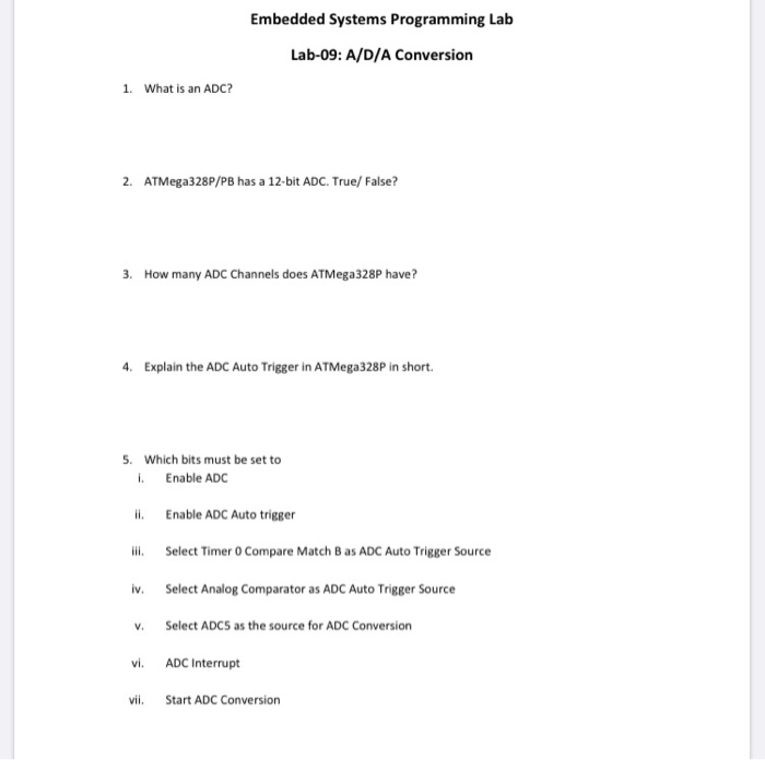 Solved Embedded Systems Programming Lab Lab-09: A/D/A | Chegg.com