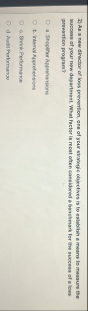 Solved As a new director of loss prevention, one of your | Chegg.com