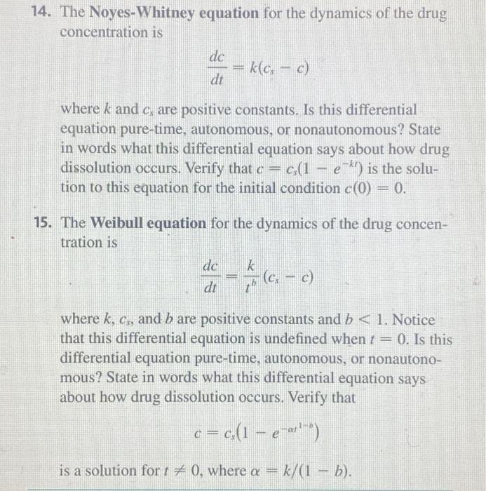 Solved zero-order kinetic equation, the Noyes-Whitney | Chegg.com