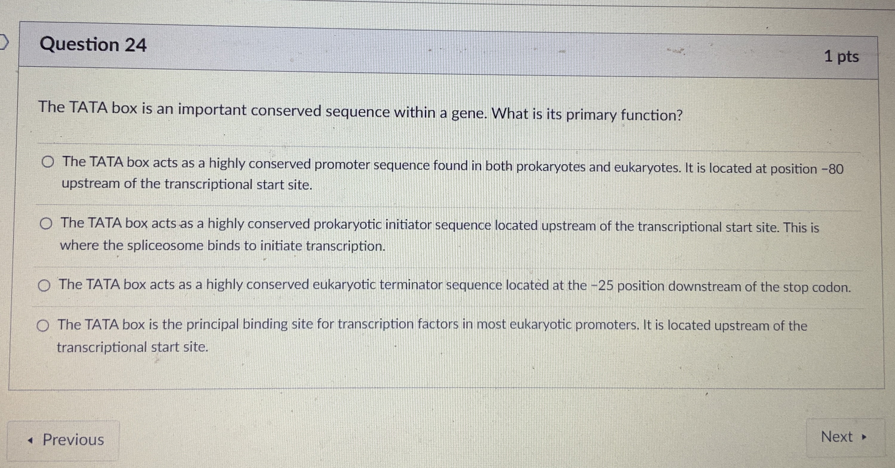 Solved Question 241 ﻿ptsThe TATA box is an important | Chegg.com