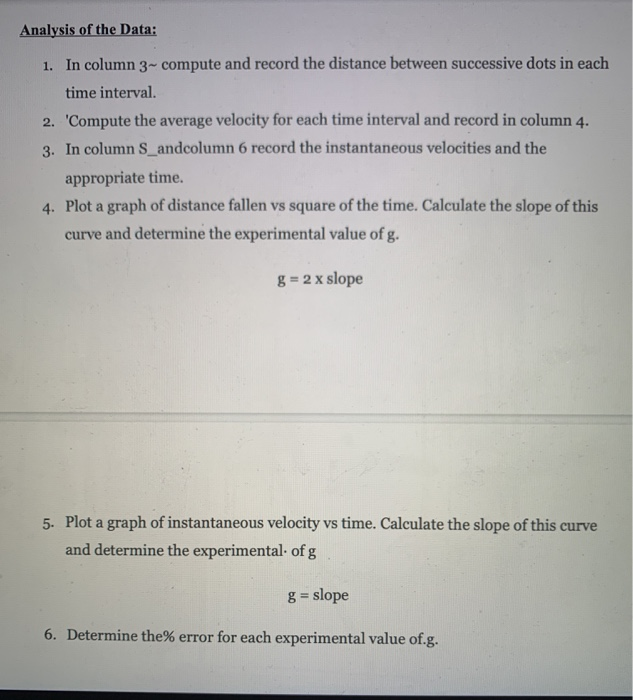 Experiment 5 Study the Motion of a Freely Falling | Chegg.com