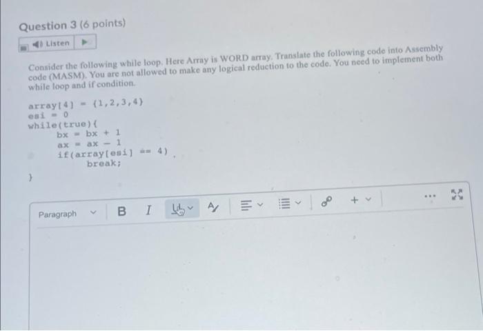 Solved Question 3 (6 points) Listen Consider the following | Chegg.com