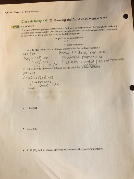 Solved CA-B2 Chapter 4. Multiplication Class Activity 4M 1 | Chegg.com
