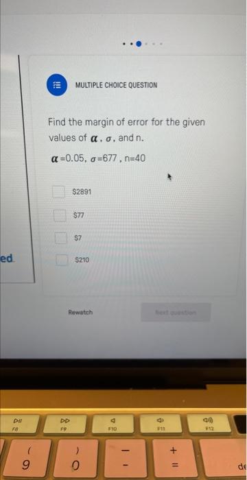 Solved MULTIPLE CHOICE QUESTION Find the margin of error for | Chegg.com