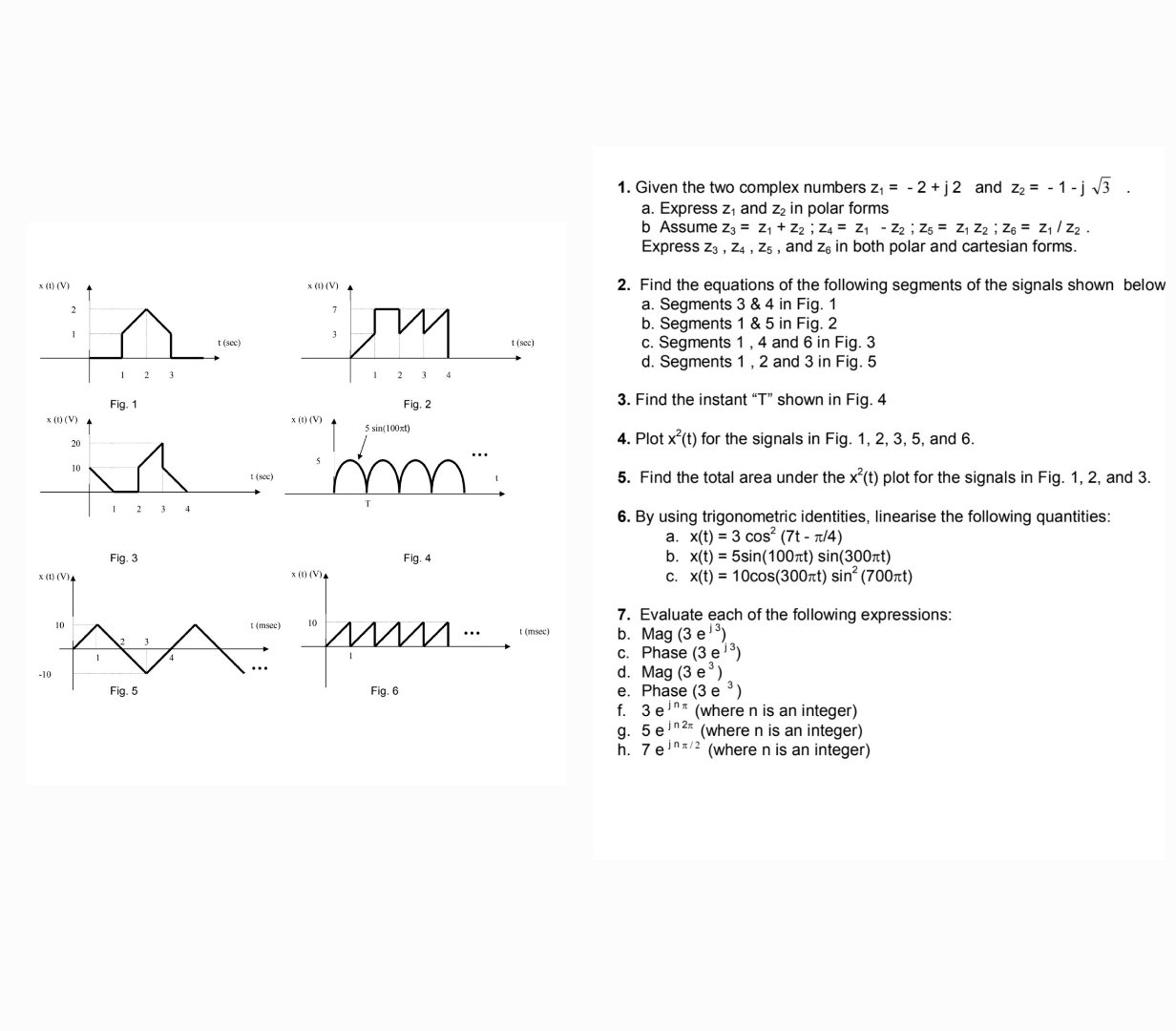 Solved Fig. 1Fig. 2Fig. 4Fig. 6Given the two complex numbers | Chegg.com