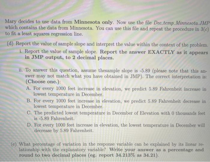 Solved 3. December Temperature. The file called Dec.temp.JMP | Chegg.com