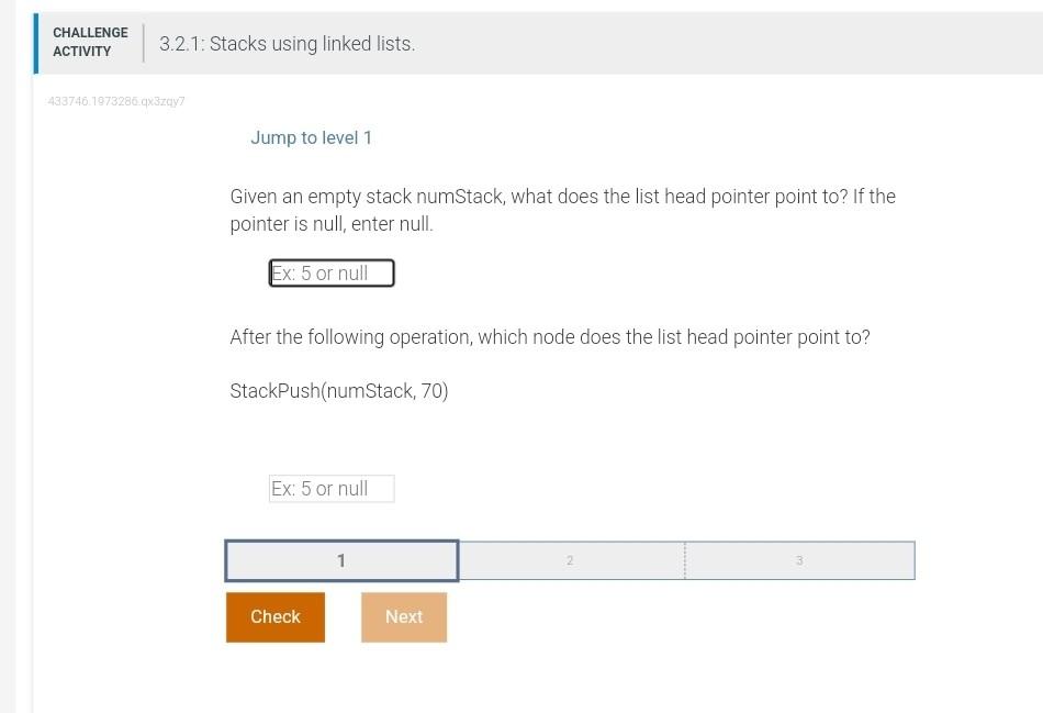 Solved Given an empty stack numStack, what does the list | Chegg.com