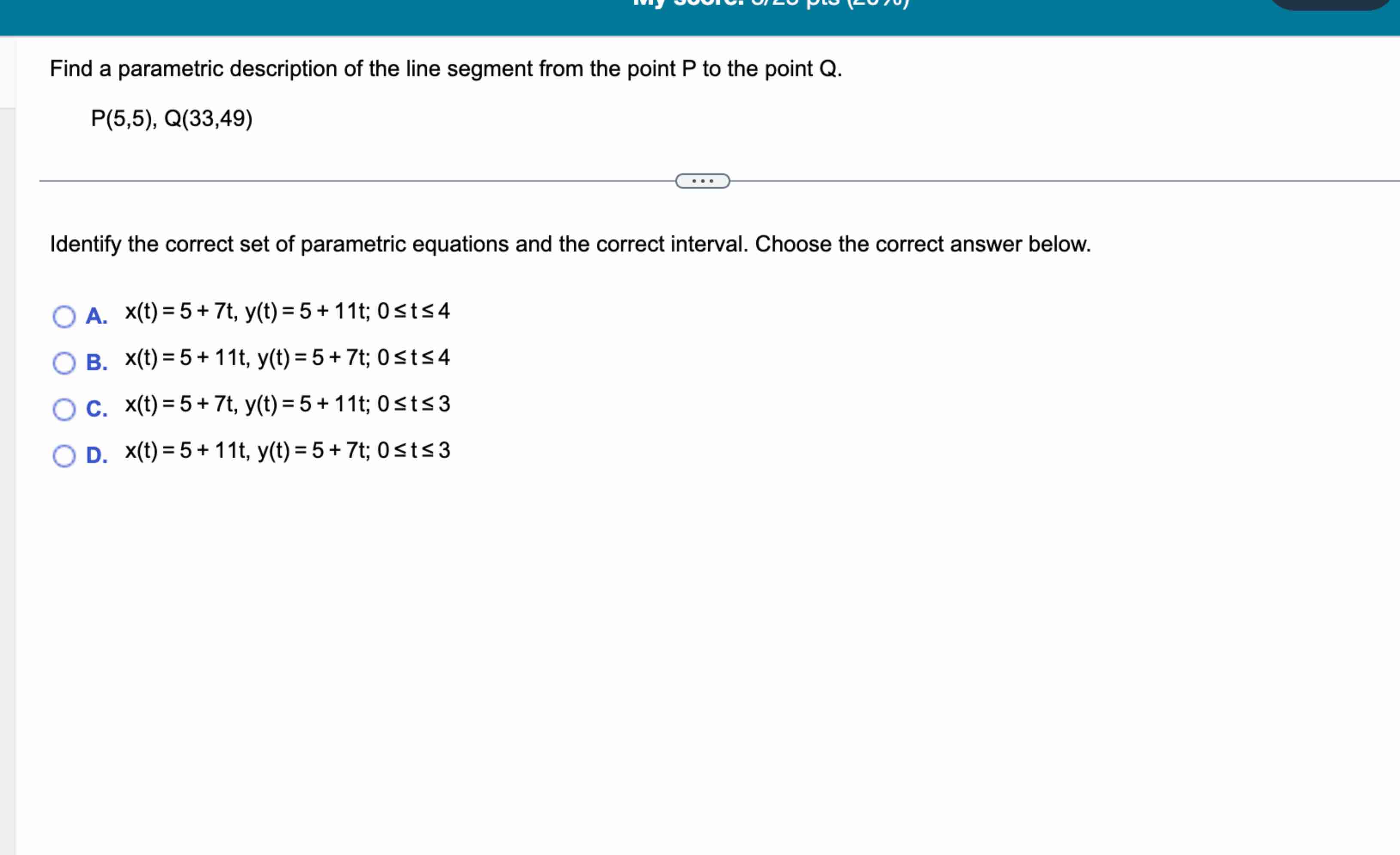 Solved P(5,5),Q(33,49)Identify the correct set of | Chegg.com