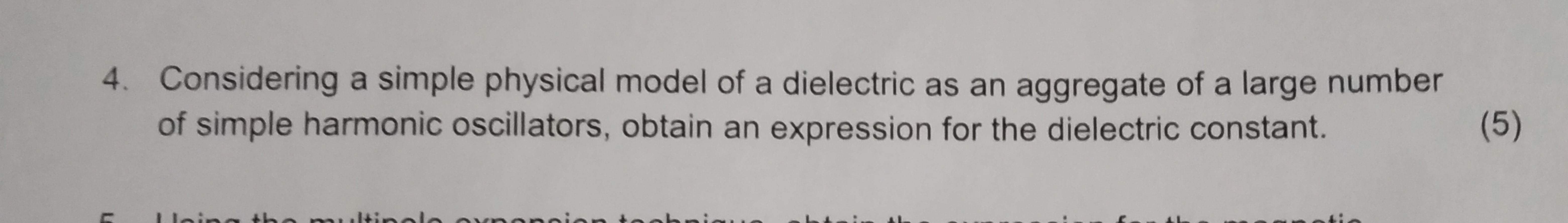 Solved Considering a simple physical model of a dielectric | Chegg.com