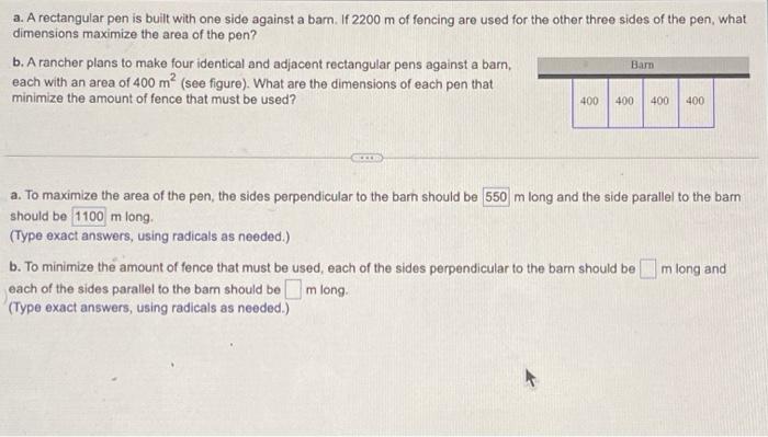Solved a. A rectangular pen is built with one side against a | Chegg.com