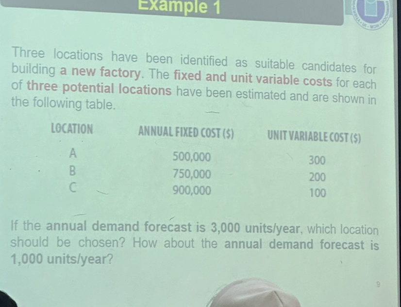 Solved Three locations have been identified as suitable | Chegg.com