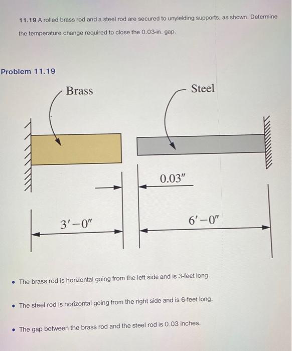 Solved 11.19 A rolled brass rod and a steel rod are secured | Chegg.com