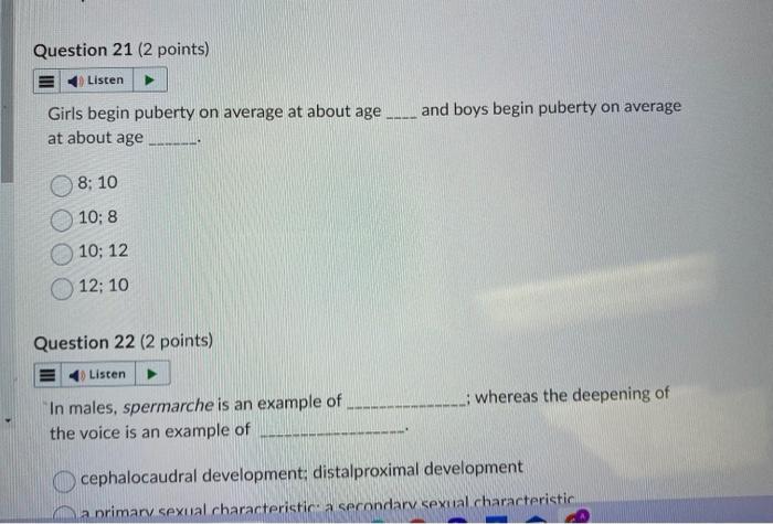 Solved Girls begin puberty on average at about age and boys | Chegg.com