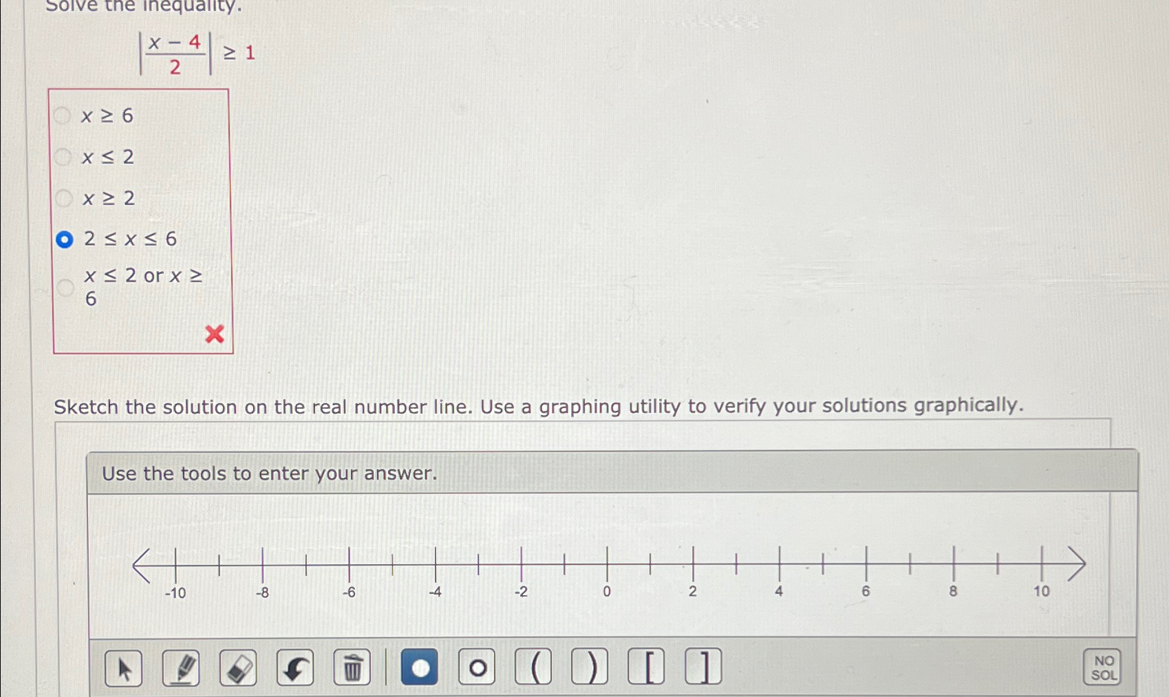 Solved |x-42|≥1Sketch the solution on the real number line. | Chegg.com