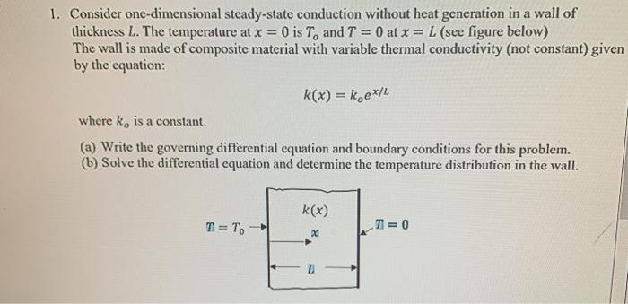 Solved 1. Consider one-dimensional steady-state conduction | Chegg.com