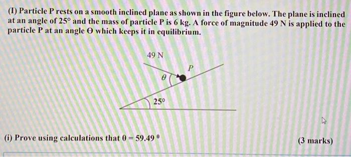 Solved (I) Particle P rests on a smooth inclined plane as | Chegg.com
