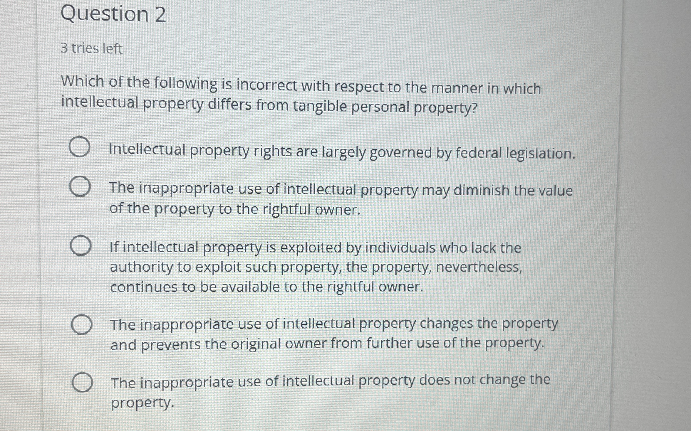 Solved Question 23 ﻿tries leftWhich of the following is | Chegg.com