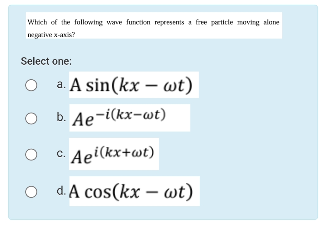 Solved Which of the following wave function represents a | Chegg.com