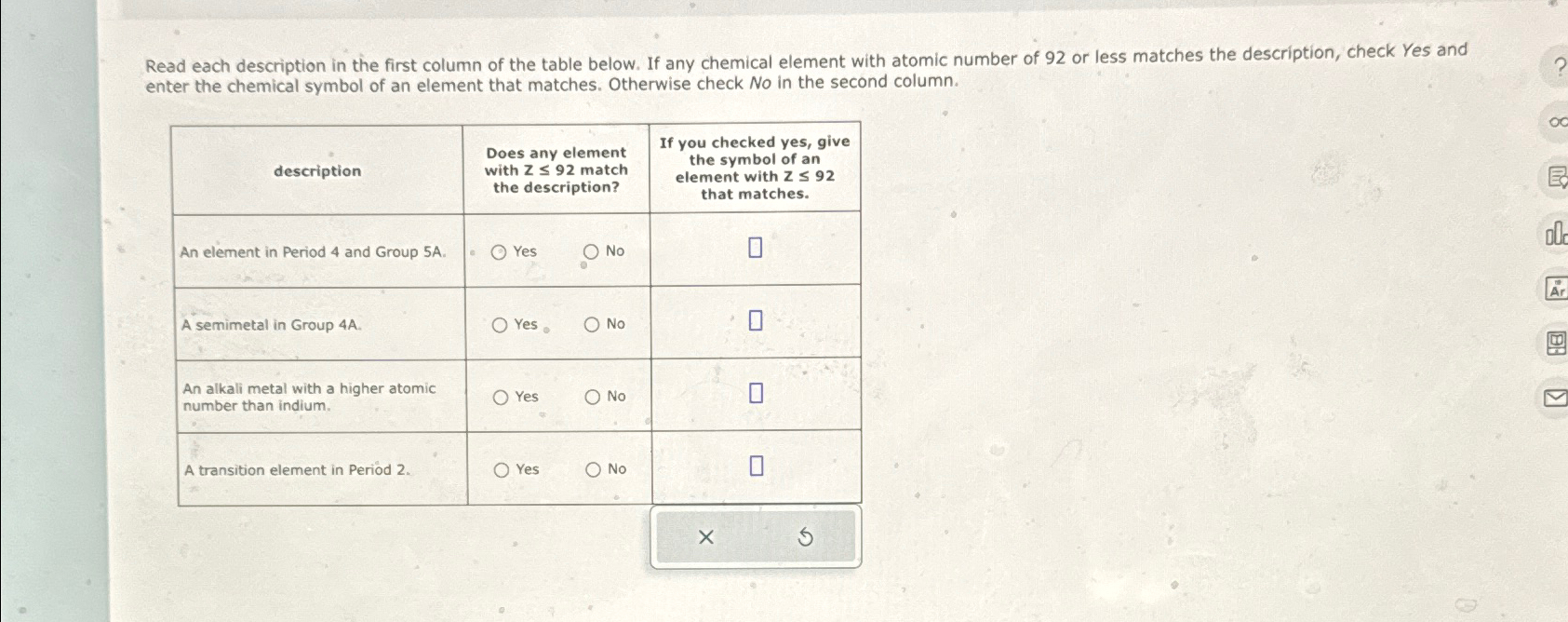 Solved Read each description in the first column of the | Chegg.com