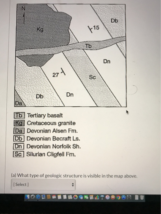 Solved Da Tb Tertiary basalt Ka Cretaceous granite Da | Chegg.com