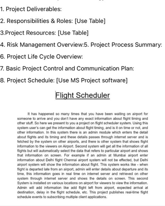 Solved 1. Project Deliverables: 2. Responsibilities & Roles: | Chegg.com