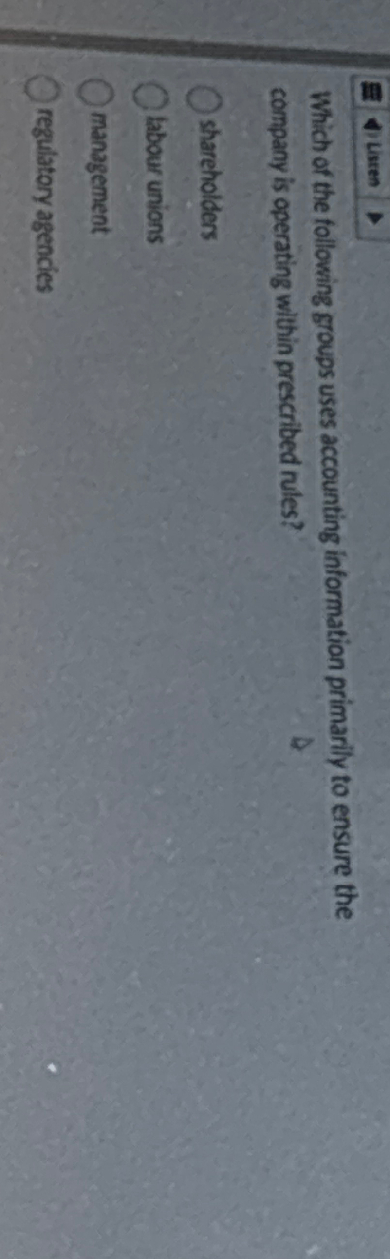 Solved Which of the following groups uses accounting | Chegg.com