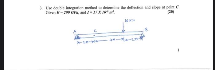 Solved 3. Use double integration method to determine the | Chegg.com