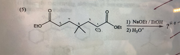 Solved (5) HO- Eto OEt 1) NaOEt / EtOH 2) H30+ | Chegg.com
