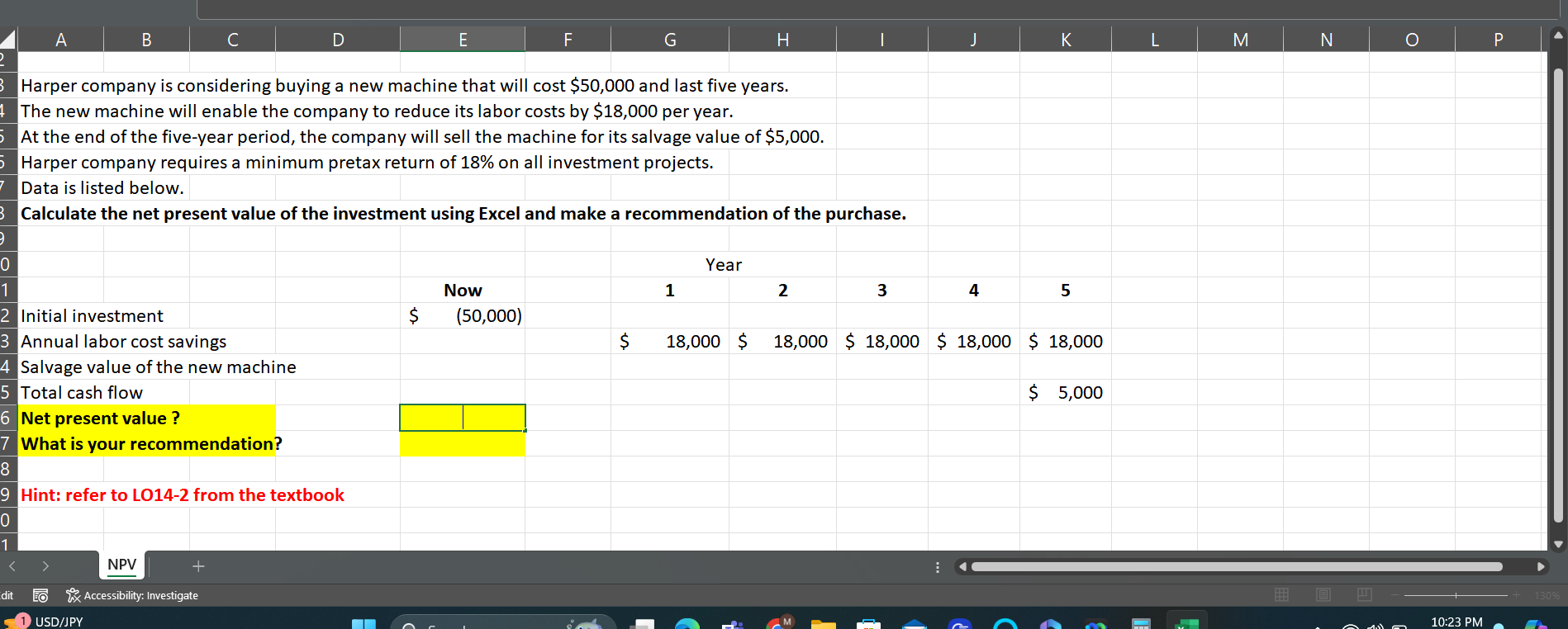 Solved Harper company is considering buying a new machine | Chegg.com