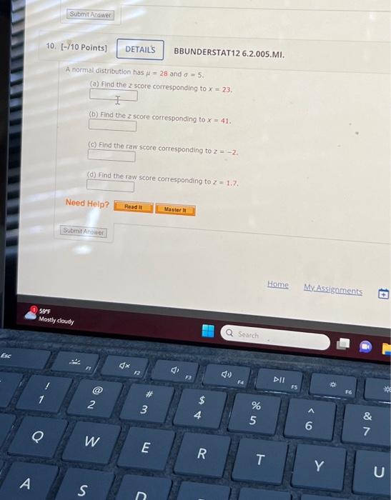 Solved Esc A 1 Submit Answer 10. [-710 Points] Q A normal | Chegg.com