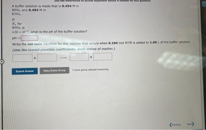 Solved A buffer solution is made that is 0.494M in HNO2 and | Chegg.com