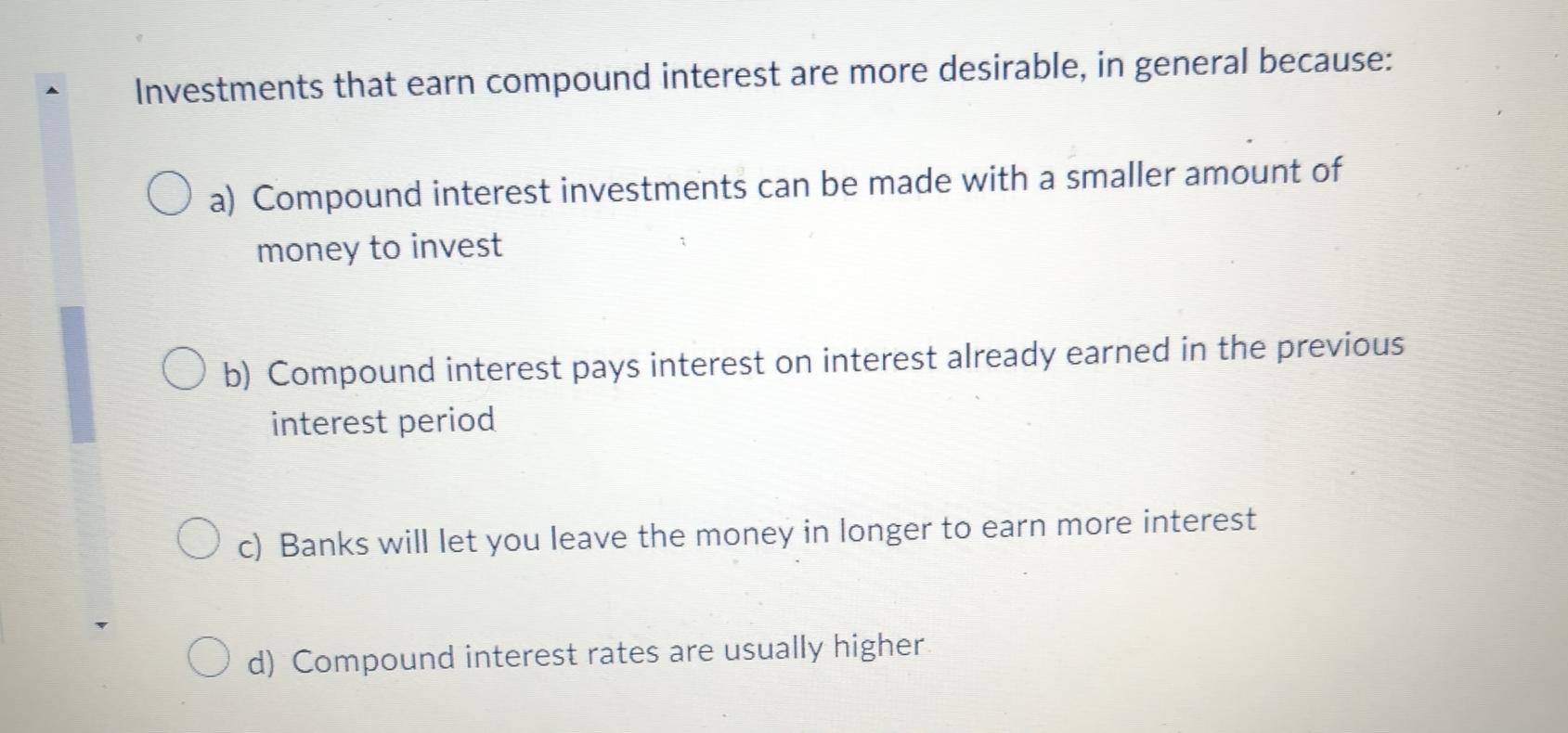 Solved Investments that earn compound interest are more | Chegg.com Solved Investments that earn compound interest are more | Chegg.com
