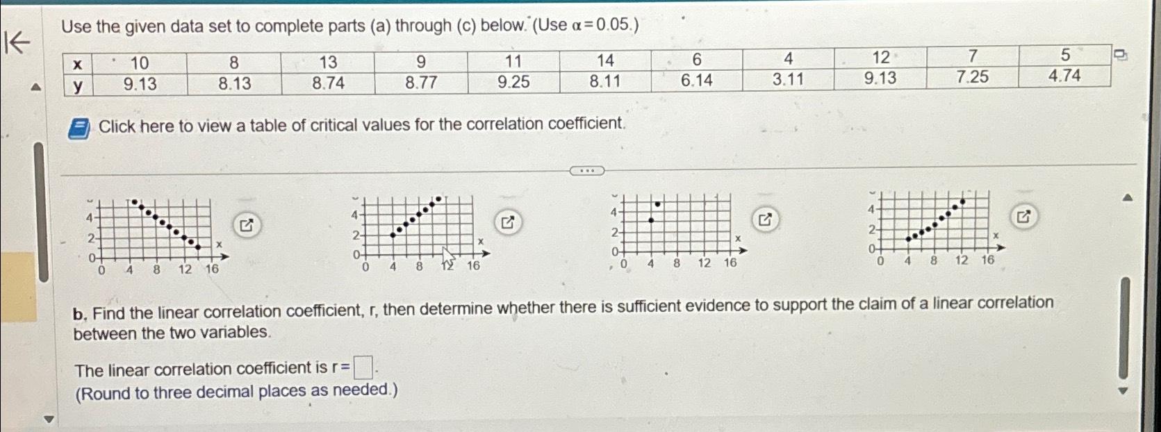 Solved Use the given data set to complete parts (a) ﻿through | Chegg.com