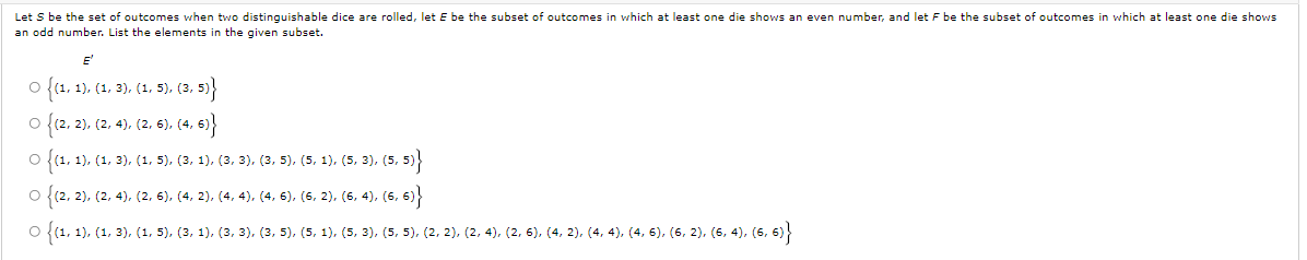 Solved an odd number. List the elements in the given | Chegg.com