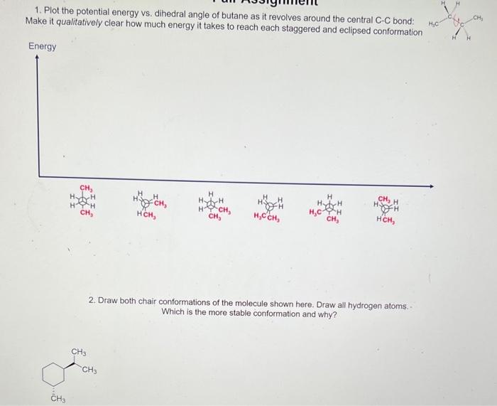Solved 1. Plot the potential energy vs. dihedral angle of | Chegg.com