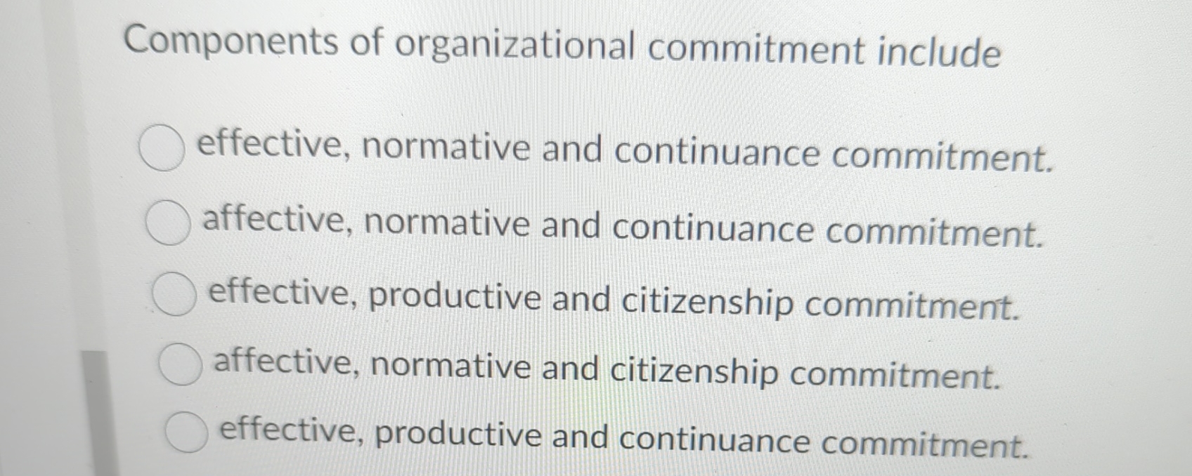 Solved Components of organizational commitment include | Chegg.com