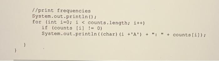 ile CountLetters.java contains a program that reads a | Chegg.com