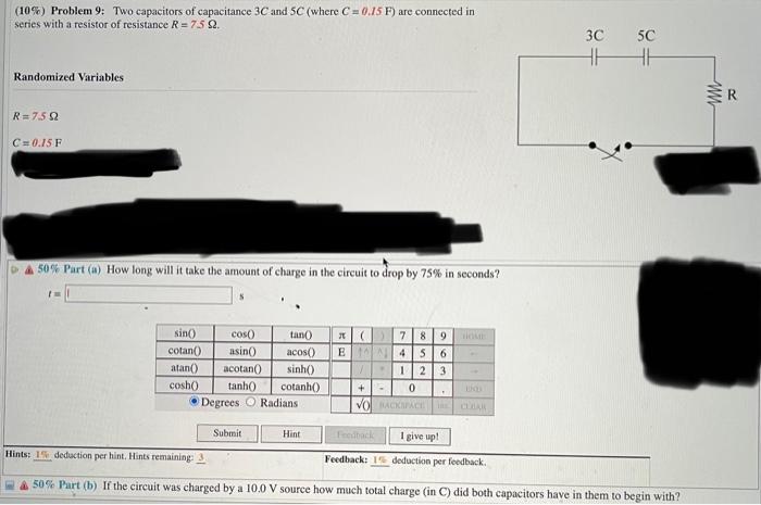 Solved (10\%) Problem 9: Two capacitors of capacitance 3C | Chegg.com