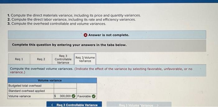 Solved 1. Compute the direct materials variance, including | Chegg.com