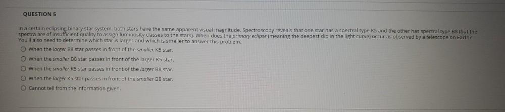 Solved QUESTIONS In a certain eclipsing binary star system, | Chegg.com
