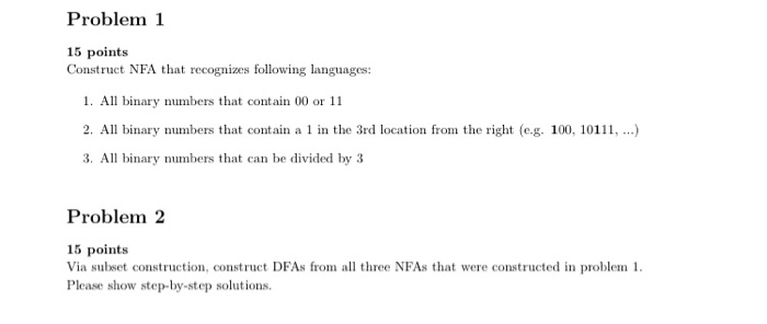 Solved Problem 1 15 Points Construct Nfa That Recognizes 3148