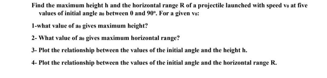 Solved Find the maximum height h and the horizontal range R | Chegg.com