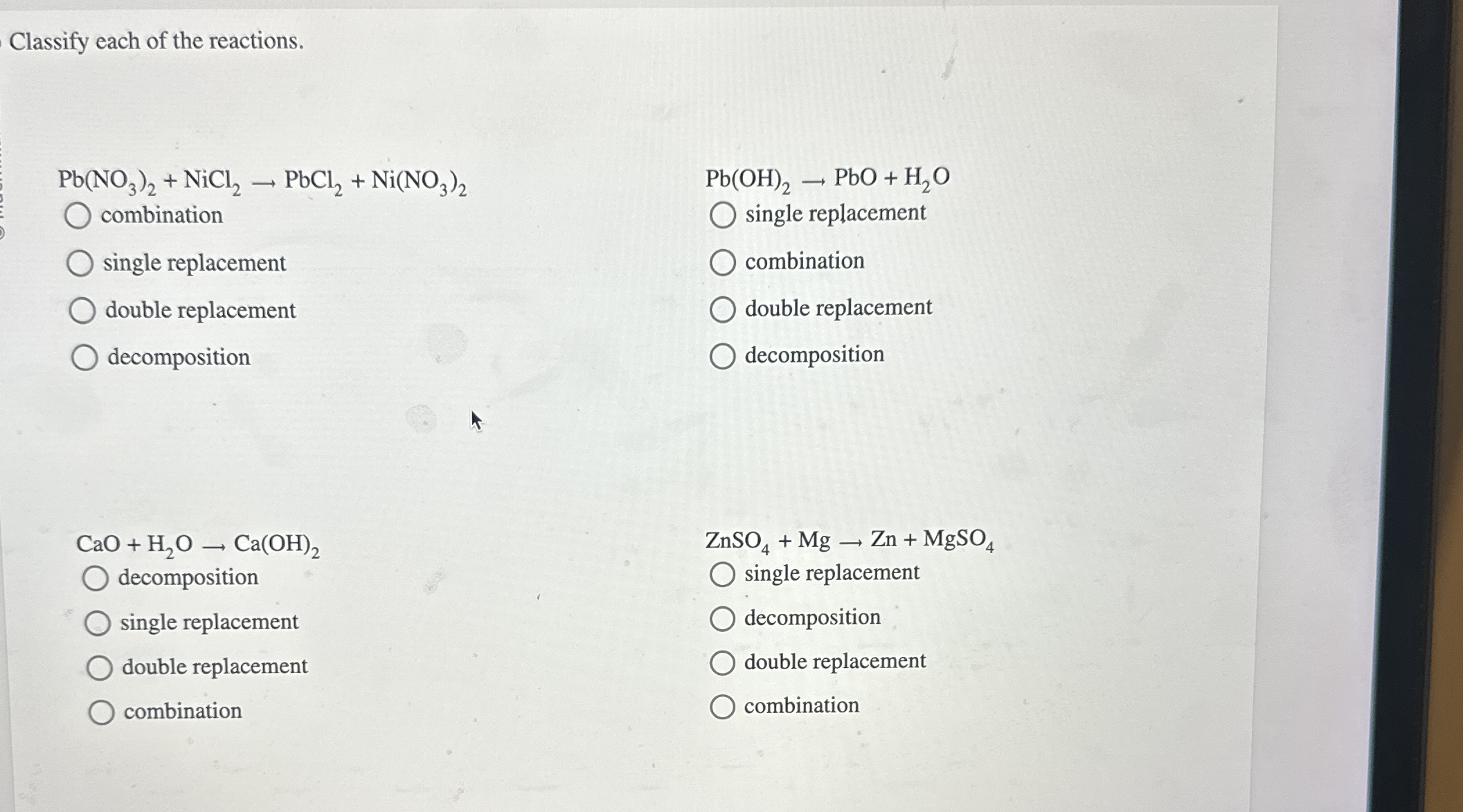 High Quality SOLUTION Classify each of the | Chegg.com