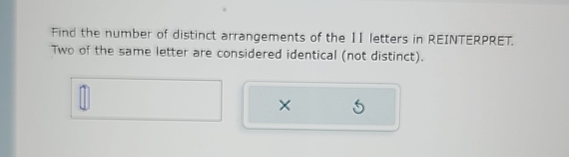 Solved Find the number of distinct arrangements of the II | Chegg.com