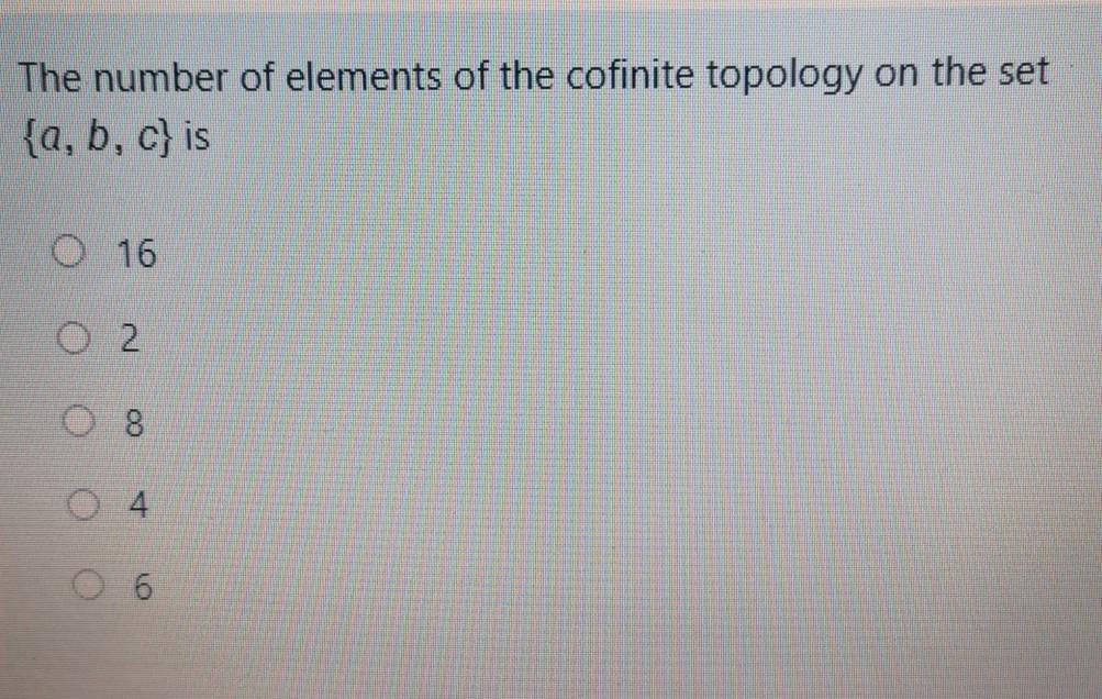 Solved The number of elements of the cofinite topology on | Chegg.com