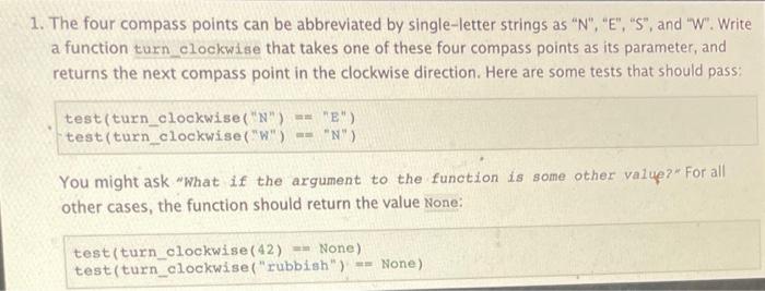 Solved 1. The four compass points can be abbreviated by | Chegg.com