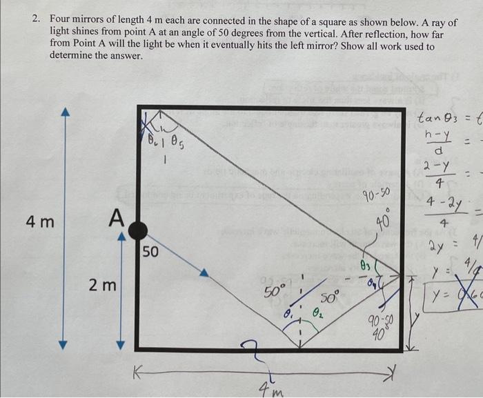 Solved 2. Four mirrors of length 4 m each are connected in | Chegg.com